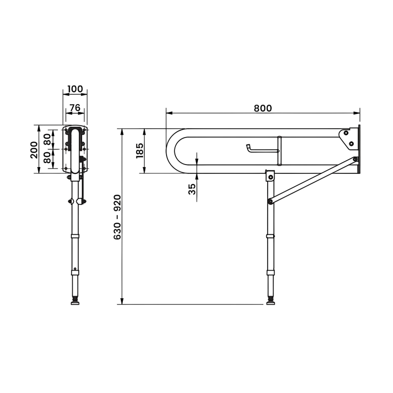 NYMAS Steel Grab Rail | DDGR-BP/DB | Hinged | Dark Blue