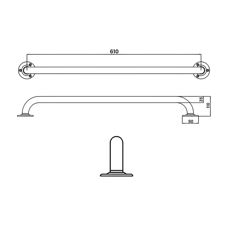 NYMAS Steel Grab Rail | GR-24/35/GY | Angled | Grey