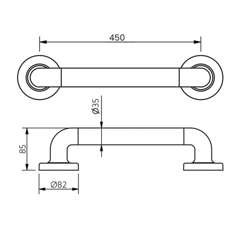 NYMAS ABS Plastic Grab Rail | PFGB-18/RD | Straight | Red