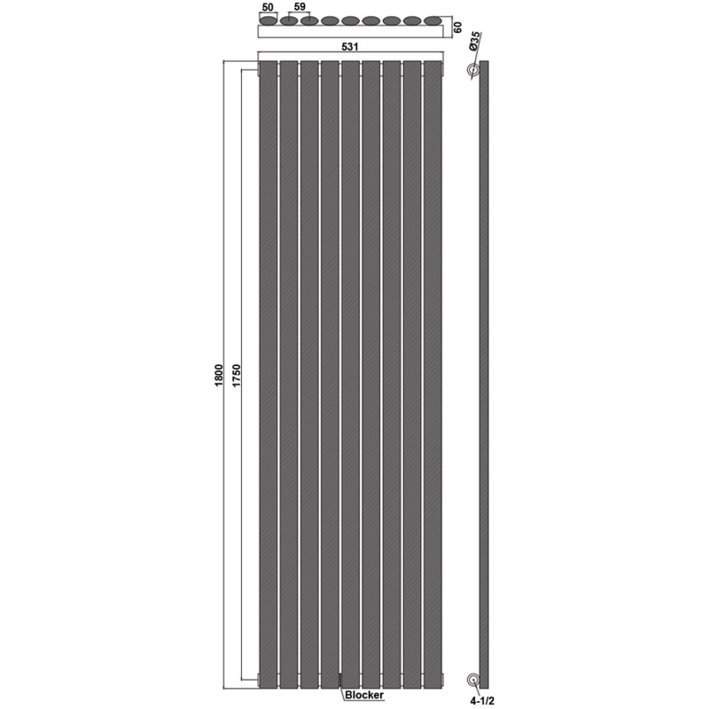 Orbit Apex Designer Radiator | APEX18-53V-S-W | 1800mm x 531mm | White