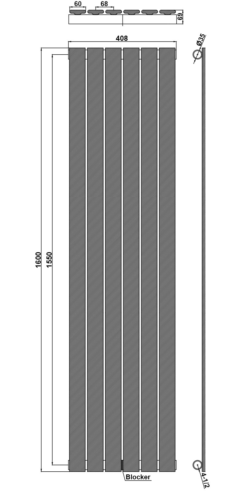 Orbit Bravo Designer Radiator | BRAV1600-41S-W | 1600mm x 408mm | White