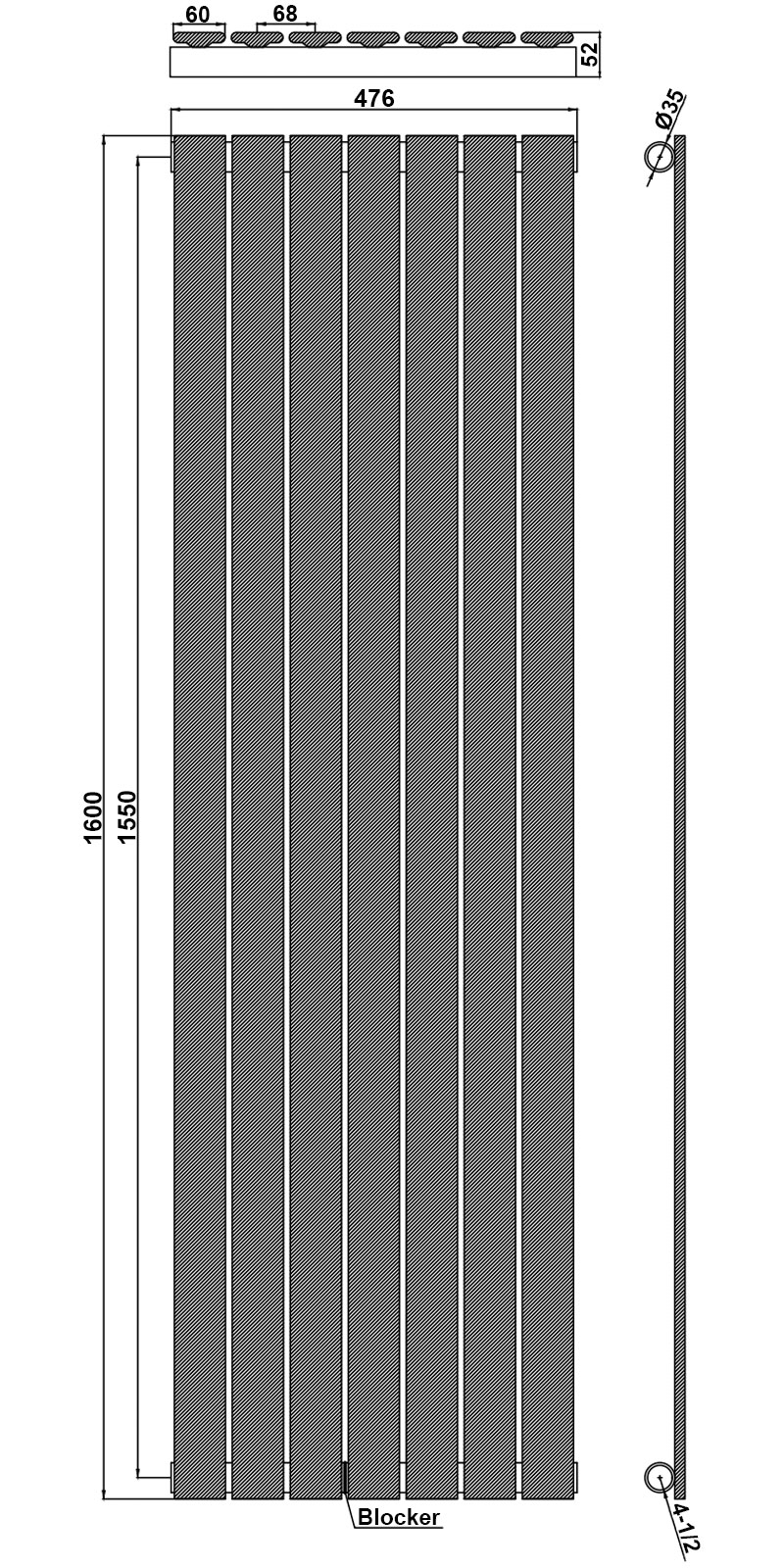 Orbit Bravo Designer Radiator | BRAV1600-48S-A | 1600mm x 476mm ...