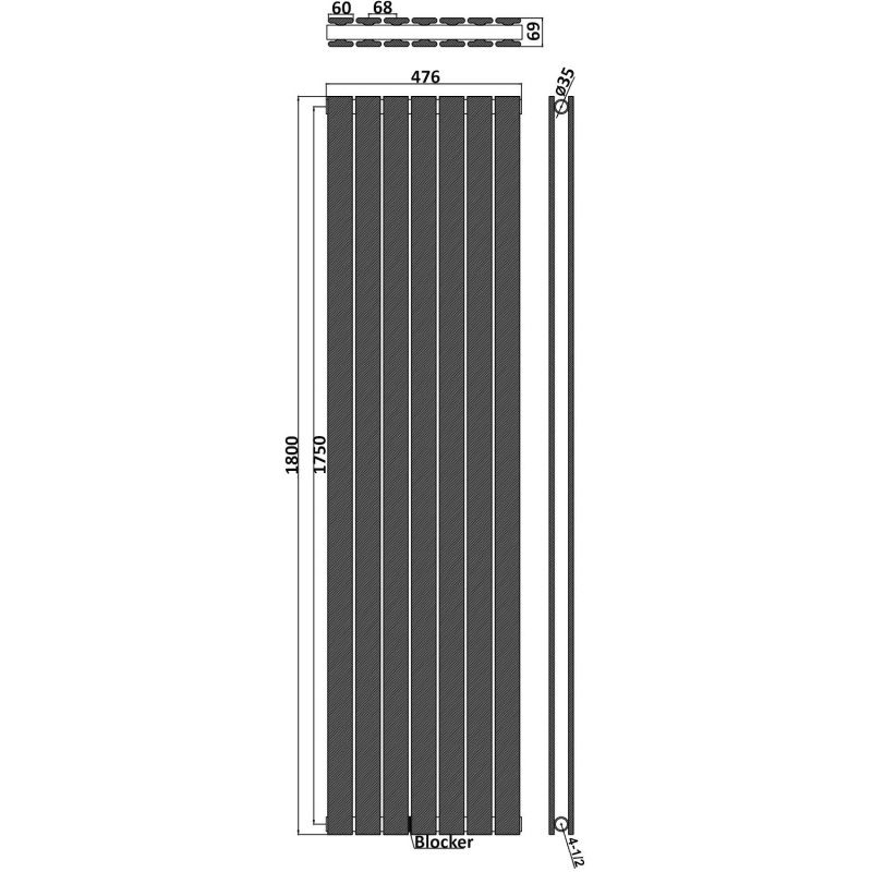 Orbit Bravo Designer Radiator | BRAV1800-48D-W | 1800mm x 476mm | White