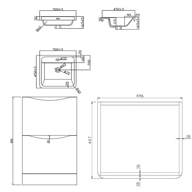 Orbit Contour Vanity Unit | 500mm | COUNTOUR-500BASIN ...