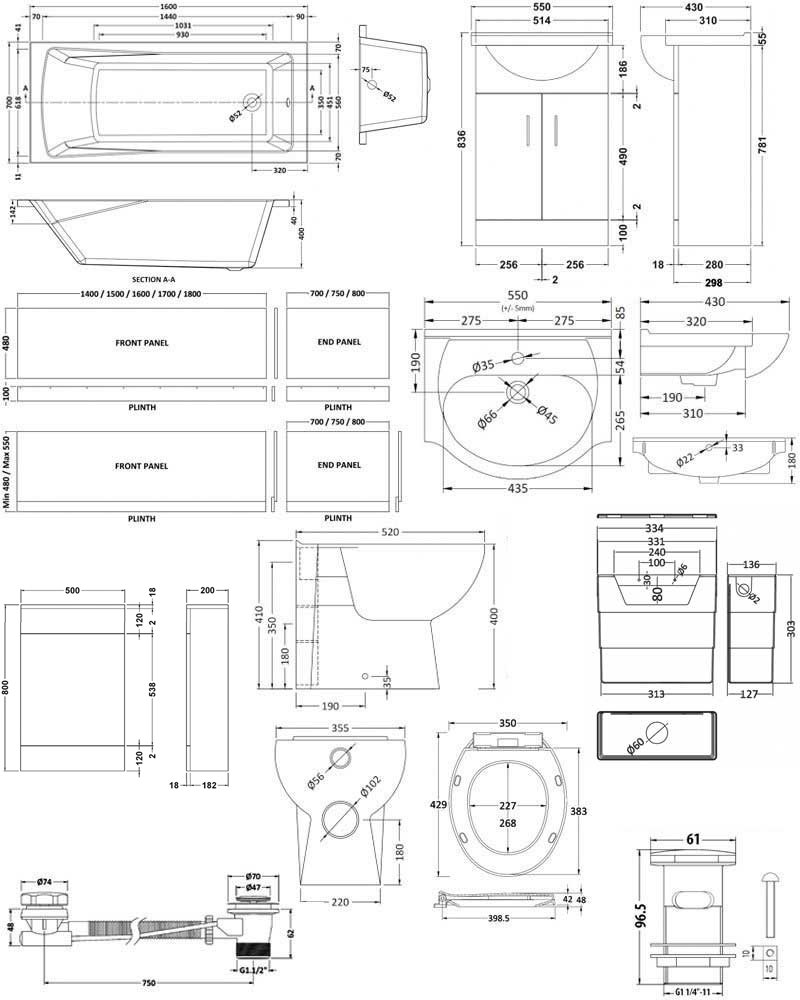 Linton Complete Bathroom Suite | OBPACK176 | Modern