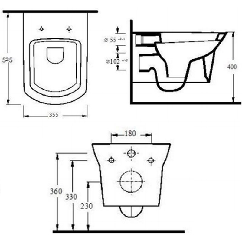 Nuie Clara Toilet | NCT300C | Wall Hung | White
