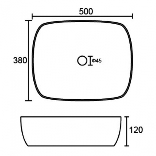 Prestige Island Sit-On Countertop Basin | CTB-ISL500 | 500mm | 0TH