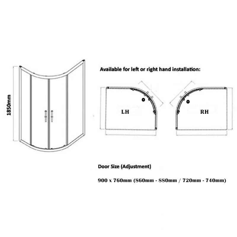 Prestige Koncept Offset Quad Shower Enclosure | 900x760mm | 6KON976Q