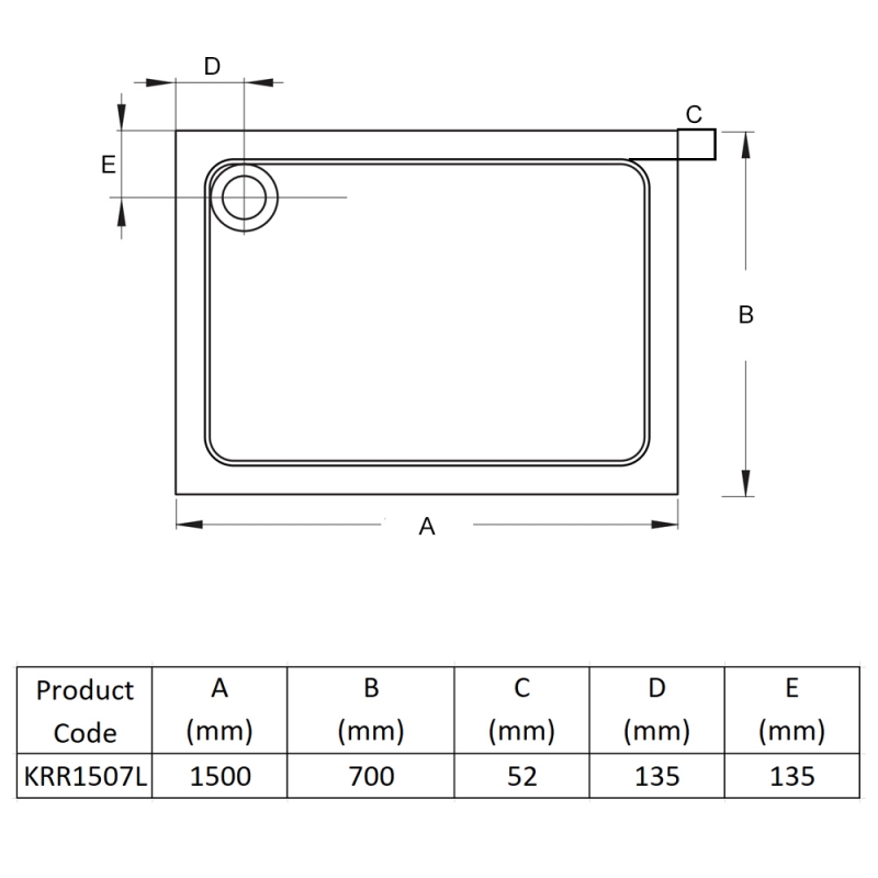 Prestige Foundation Rectangular Shower Tray | 1500mm x 700mm | KRR1507L