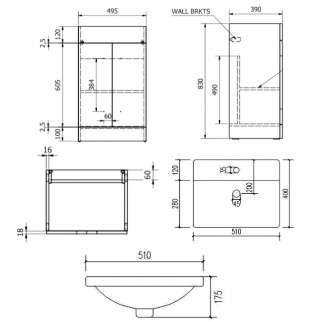 Prestige Purity Vanity Unit | PSO500DO+FUR064PU | 500mm | Silver Oak