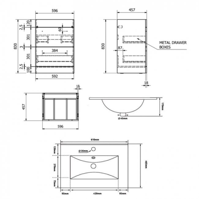 Prestige Purity Vanity Unit | PSO600DR+FUR057PU | 600mm | Silver Oak