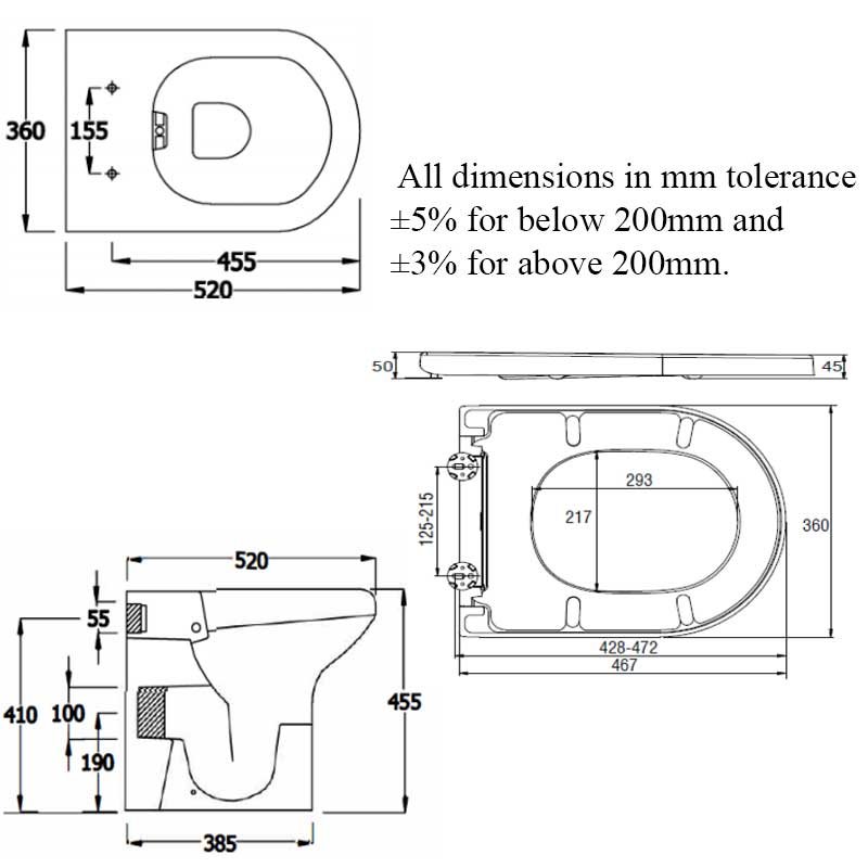 RAK Ceramics Compact Toilet | SP17AWHA + RAKSEAT011 | Back to Wall | White