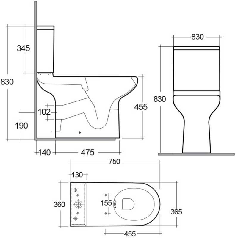 RAK Ceramics Compact Toilet | CO22AWHA + CO10AWHA | Close Coupled | White