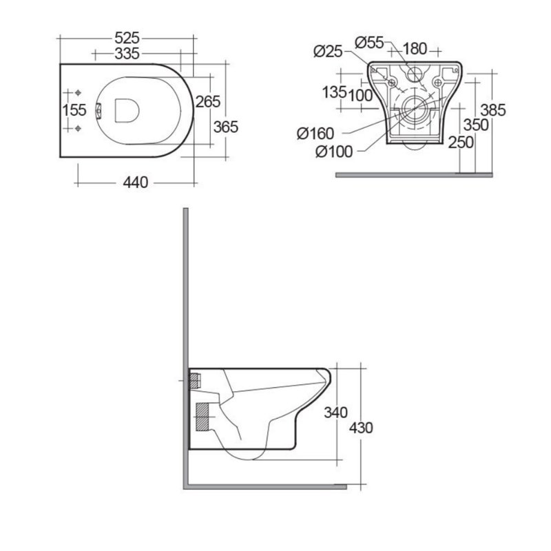 RAK Ceramics Compact Toilet | CO27AWHA + RAKSEAT010 | Wall Hung ...