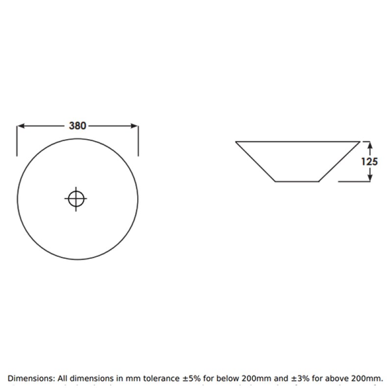 RAK Ceramics Cone Countertop Basin | CONBAS | 380mm | 0TH