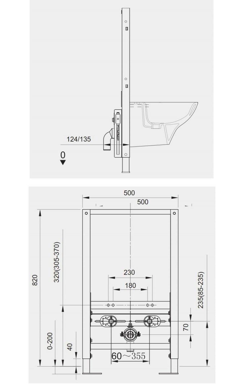 RAK Ceramics Ecofix Wall Hung Bidet Frame | FS09RAKC | 820mm | Orange