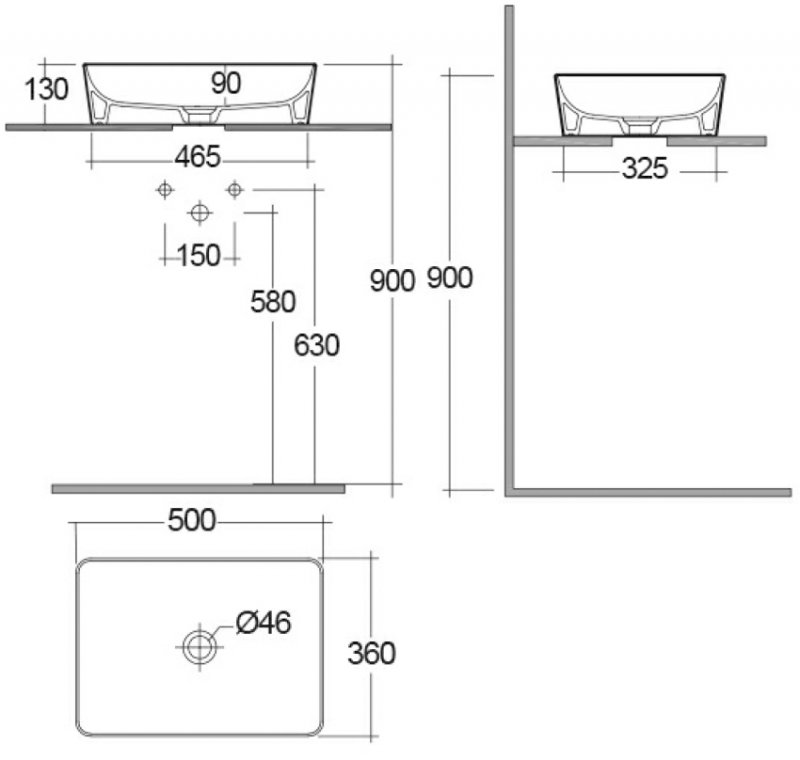 RAK Ceramics Feeling Basin | FEECT5000504A | 500mm | 0TH