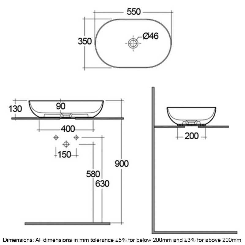 RAK Ceramics Feeling Basin | FEECT5500503A | 550mm | 0TH