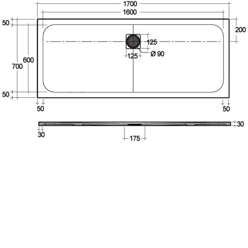 RAK Ceramics Feeling Rectangular Shower Tray | 1700mm x 700mm ...
