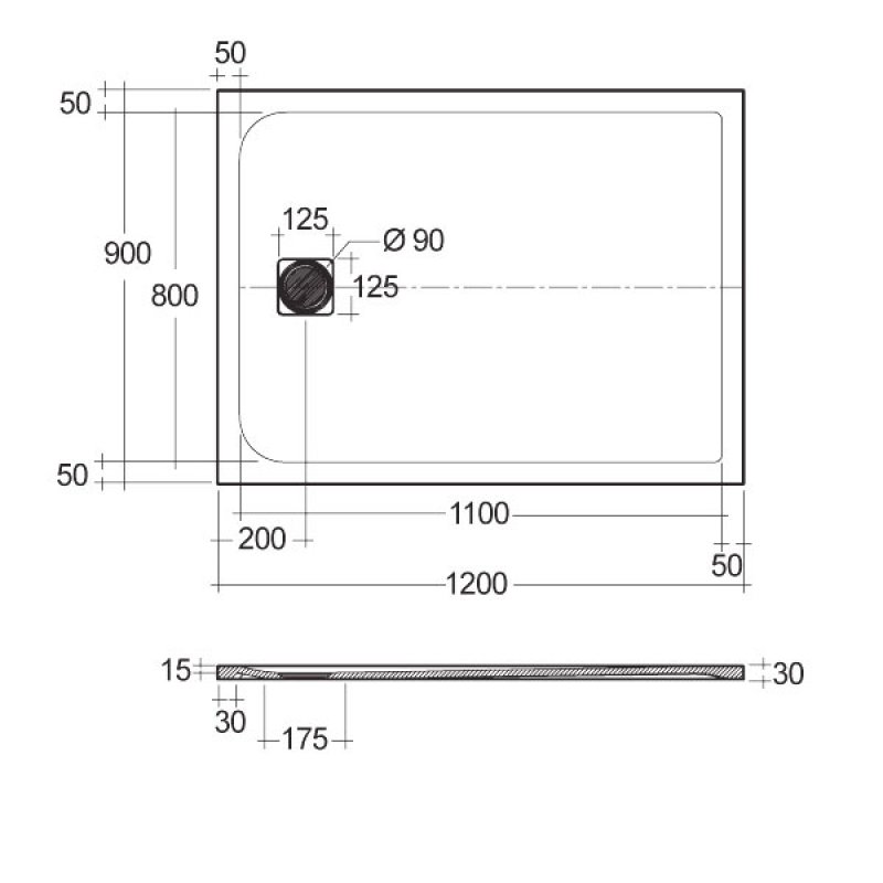 RAK Ceramics Feeling Rectangular Shower Tray | 1200mm x 900mm ...
