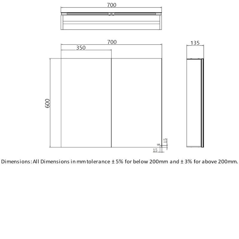 RAK Ceramics Gemini Bathroom Cabinet | RAKGEM5002 | 700mm | Stainless Steel