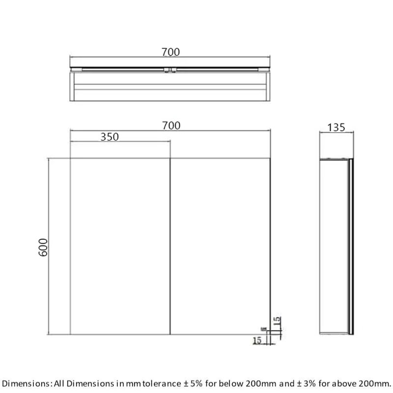 RAK Ceramics Gemini Bathroom Cabinet | RAKGEM5002 | 700mm | Stainless Steel