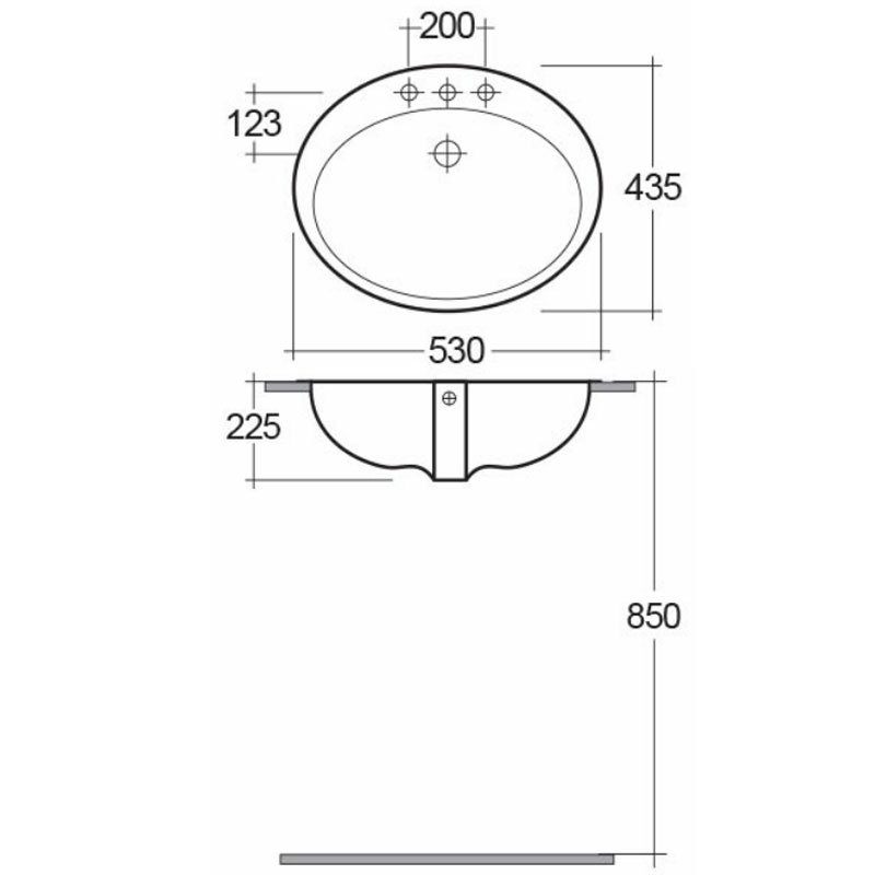 RAK Ceramics Jessica Inset Basin | JESVB0 | 530mm | 1TH