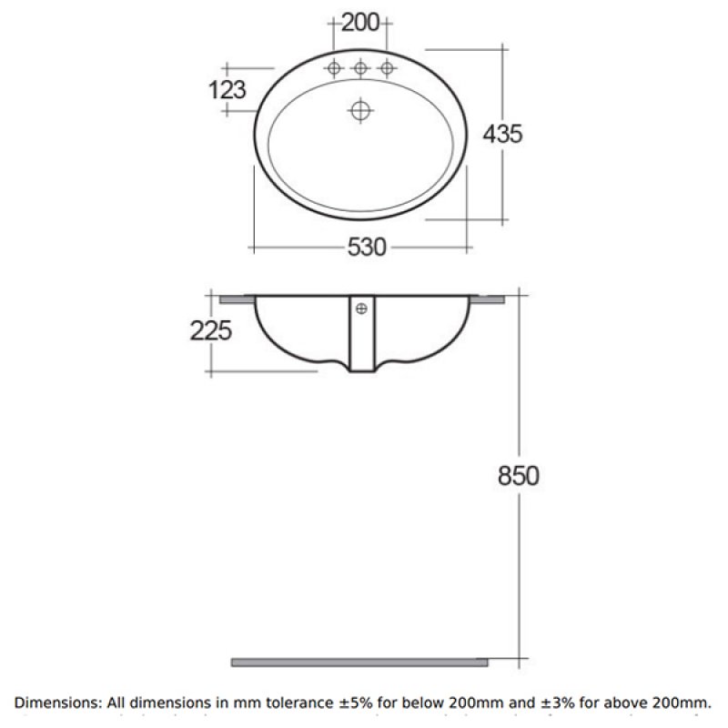 RAK Ceramics Jessica Inset Basin | JESVB1 | 530mm | 1TH