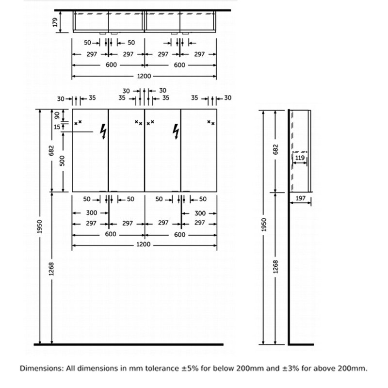 RAK Ceramics Joy Bathroom Cabinet | JOYMC12004 | 1200mm | Grey