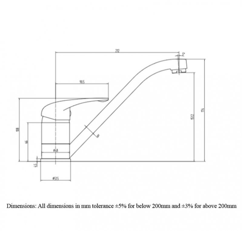 RAK Ceramics Kitchen Sink Mixer | RAKKIT001 | Deck Mounted | Chrome