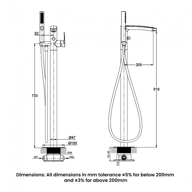 RAK Ceramics Mercury | RAKMER3014C | Floor Mounted | Chrome