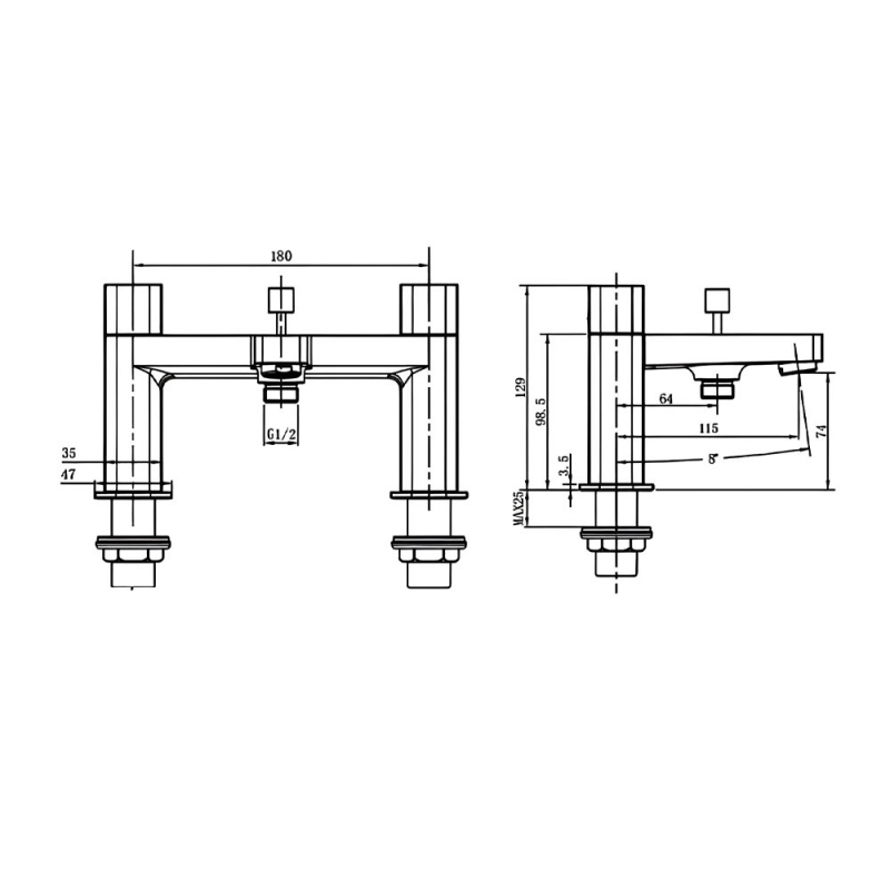 RAK Ceramics Petit Bath Shower Mixer Tap | RAKPES3005C | Pillar Mounted ...