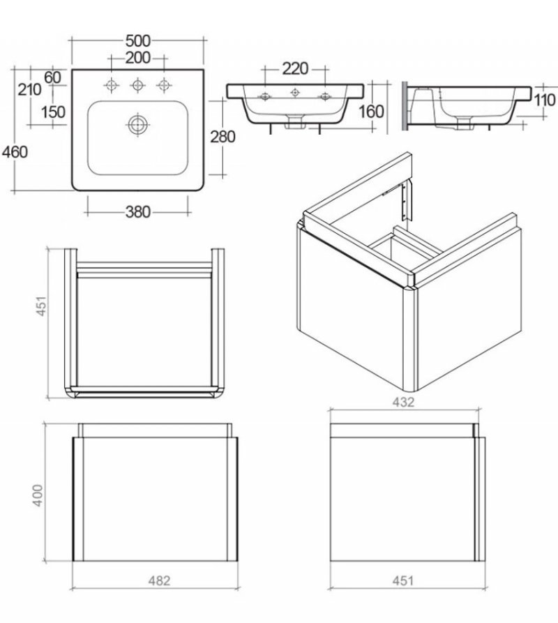 RAK Ceramics | 500mm | RST50BAS1+RAKRSTWBU50604 | Matt Denim Blue