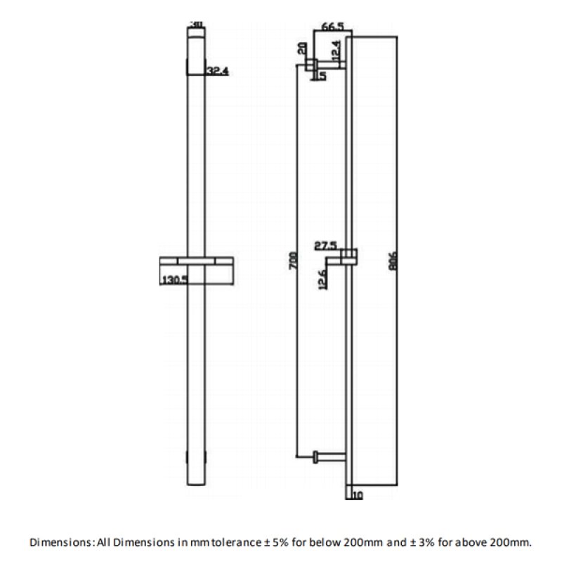 RAK Ceramics Slider Rail Shower Kit | RAKSHW1008 | Modern | Chrome