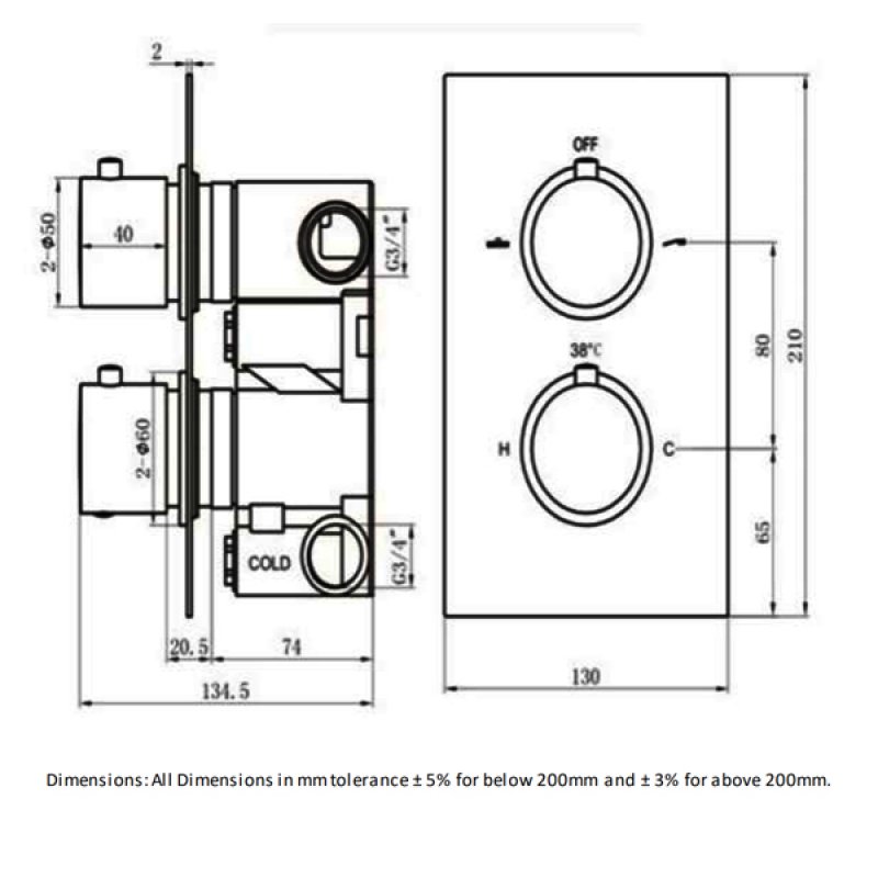 RAK Ceramics Showering Shower Valve | RAKSHW3201R | Concealed | Chrome