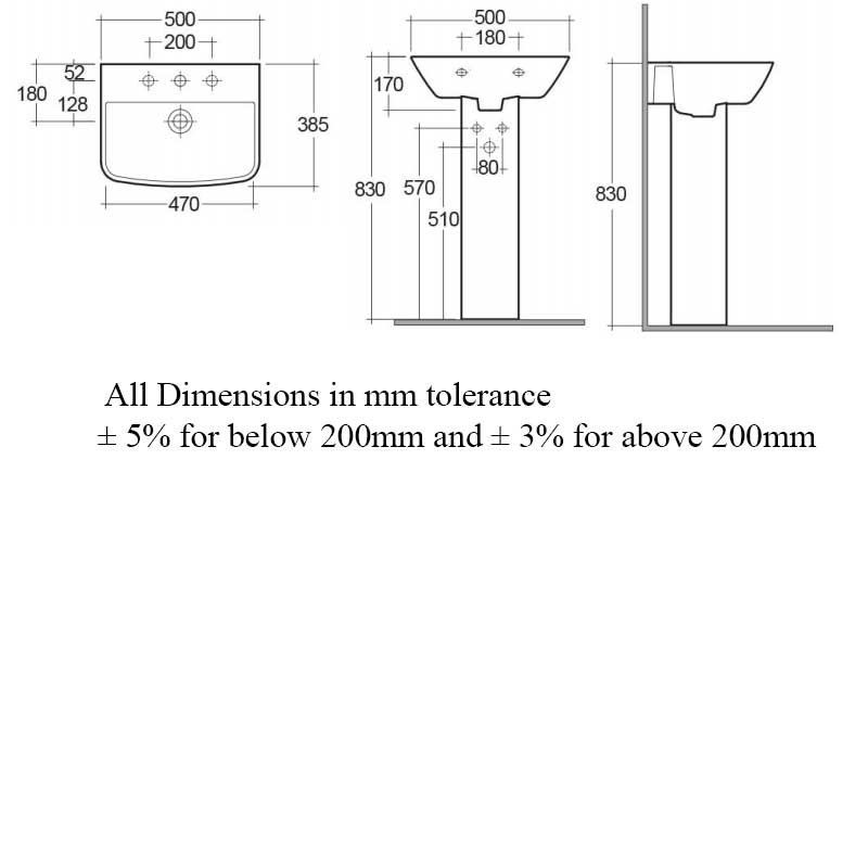 RAK Ceramics Summit Full Pedestal Basin | SM0501AWHA + SM0102AWHA ...