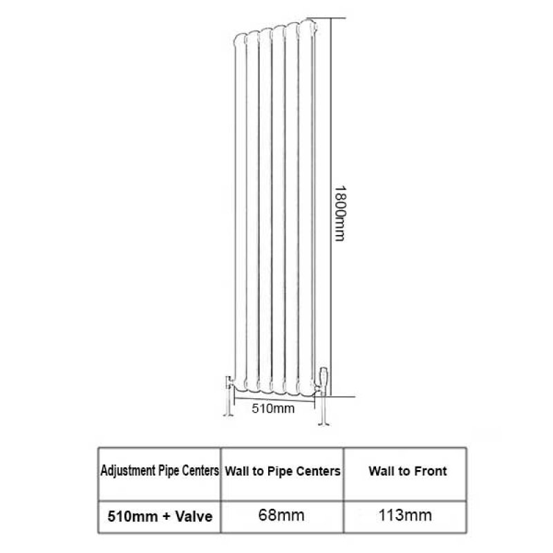 Reina Coneva Designer Radiator | RND-CNV18051A | 1800mm x 510mm ...