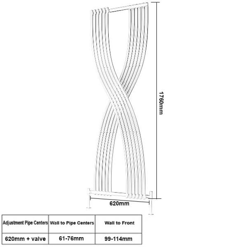 Reina Dimaro Designer Radiator | RND-DMR176 | 1760mm x 620mm | Chrome