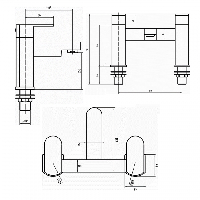 Sagittarius Ancona Bath Filler | AN/104/C | Pillar Mounted | Chrome