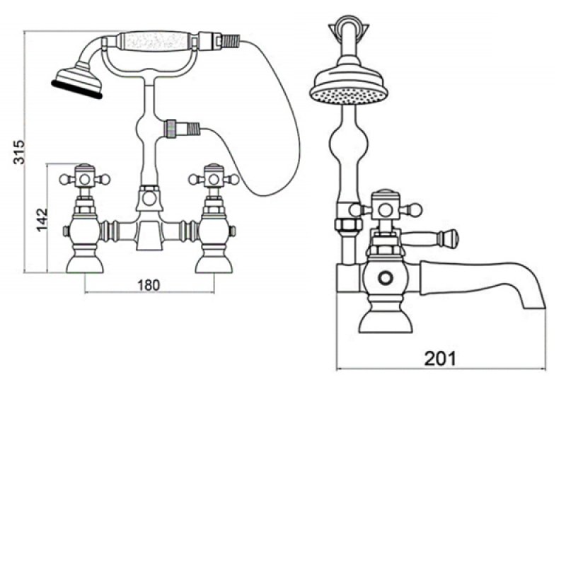 Sagittarius Edwardian Bath Shower Mixer | ED/205/C | Pillar Mounted ...