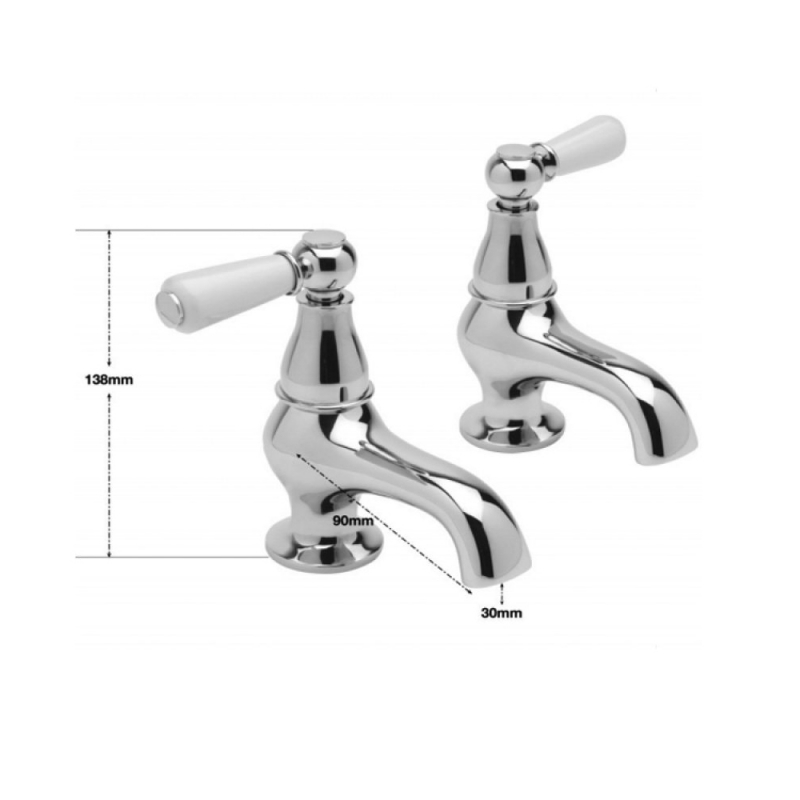 Sagittarius Kensington Bath Taps (Pair) | KL/102/C | Deck Mounted | Chrome