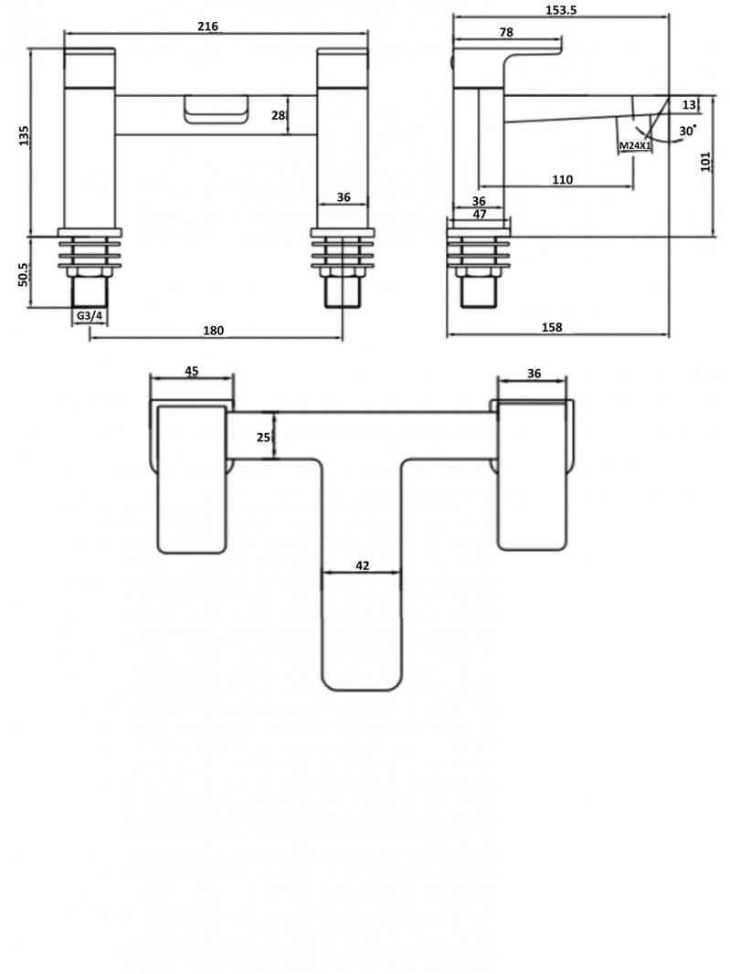 Sagittarius Ravenna Bath Filler Tap | RA/104/B | Pillar Mounted | Black