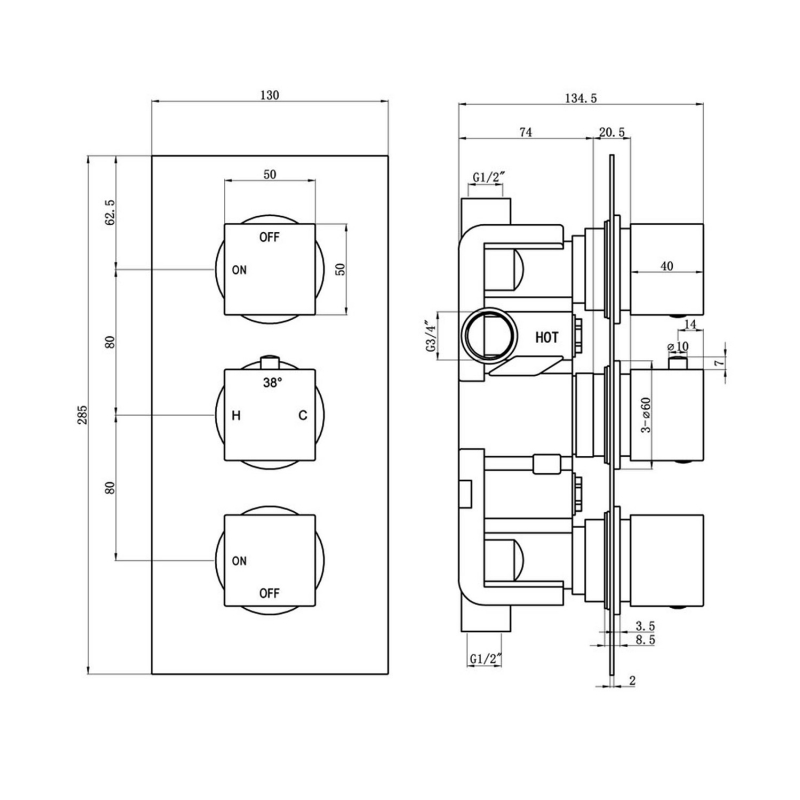Signature Advance Shower Valve | SIGN105845 | Concealed | Chrome