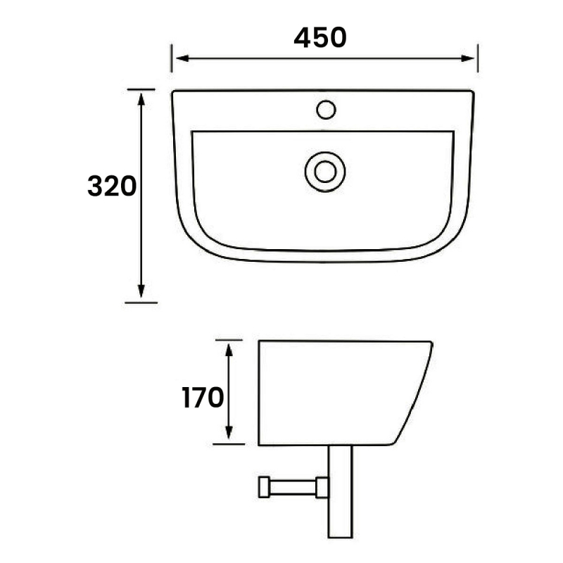 Signature Aztec Wall Hung Basins | SIGN106861 | 450mm | 1 TH