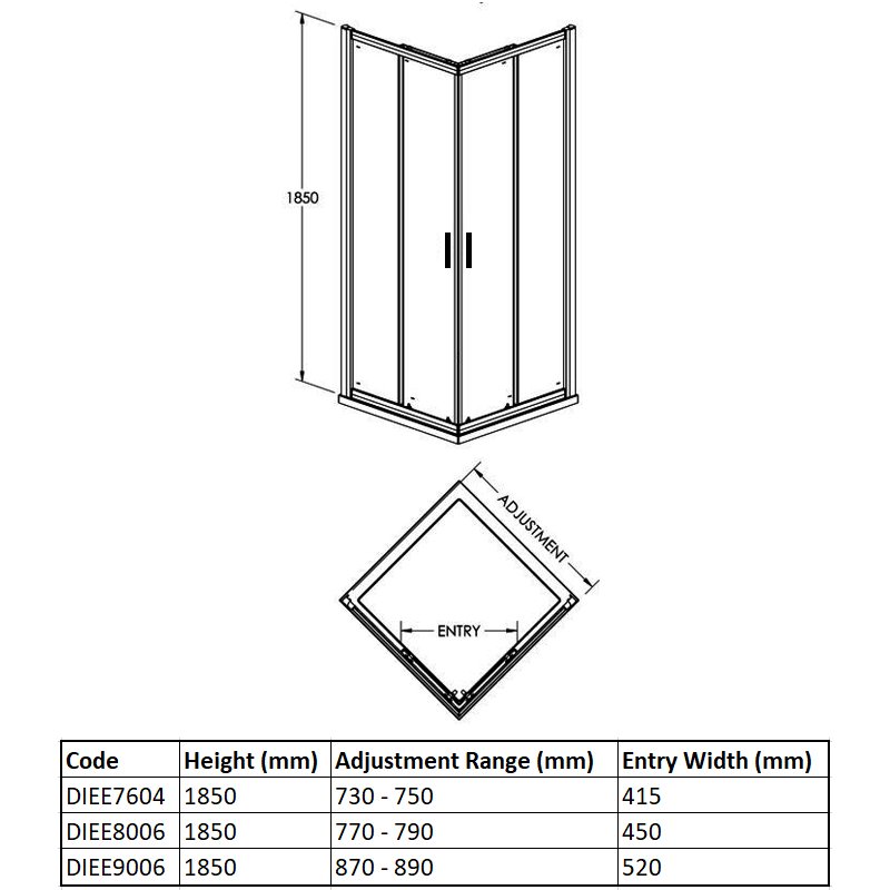 Signature Verve Corner Entry Shower Enclosure | 760x760mm | SIGN101438