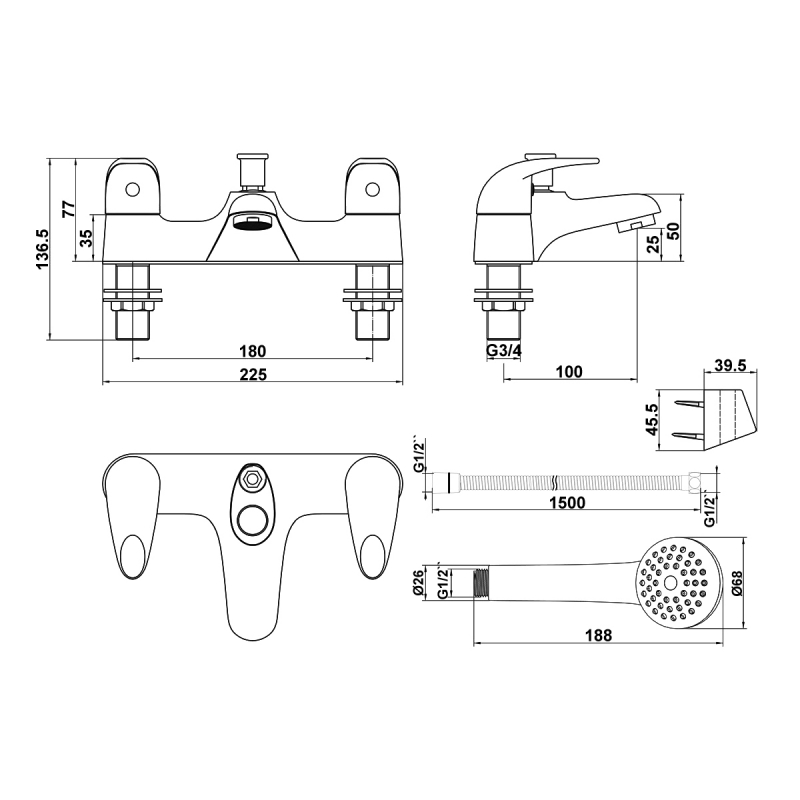 Signature Express Bath Shower Mixer | SIGN105705 | Deck Mounted | Chrome