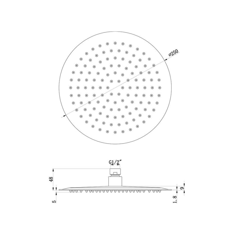 Signature Round Shower Heads | SIGN106793 | 250mm | Matt Black