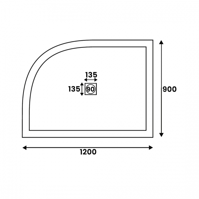 Signature Grade Offset Quadrant Shower Tray | 1200mm x 900mm | SIGN3871