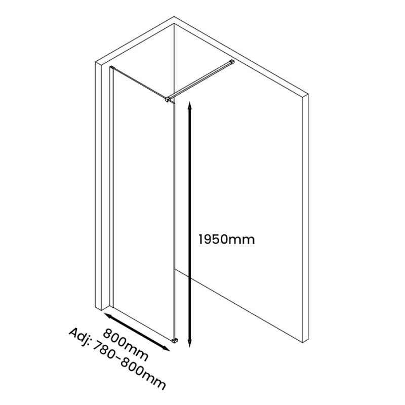 Signature Icon Fluted Brushed Bronze Wet Room Screen | SIGN108962 | 800mm | Fluted