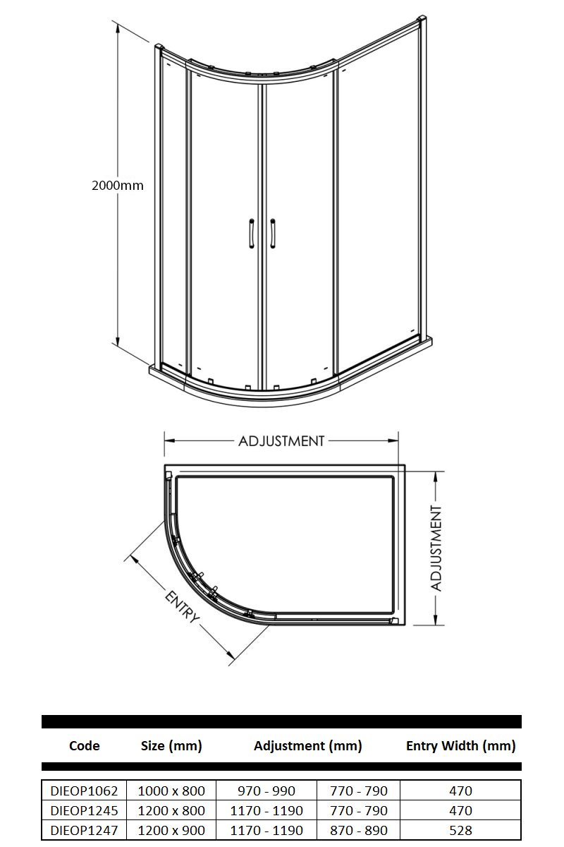 Signature Icon Offset Quad Shower Enclosure | 1000x800mm | SIGN3825